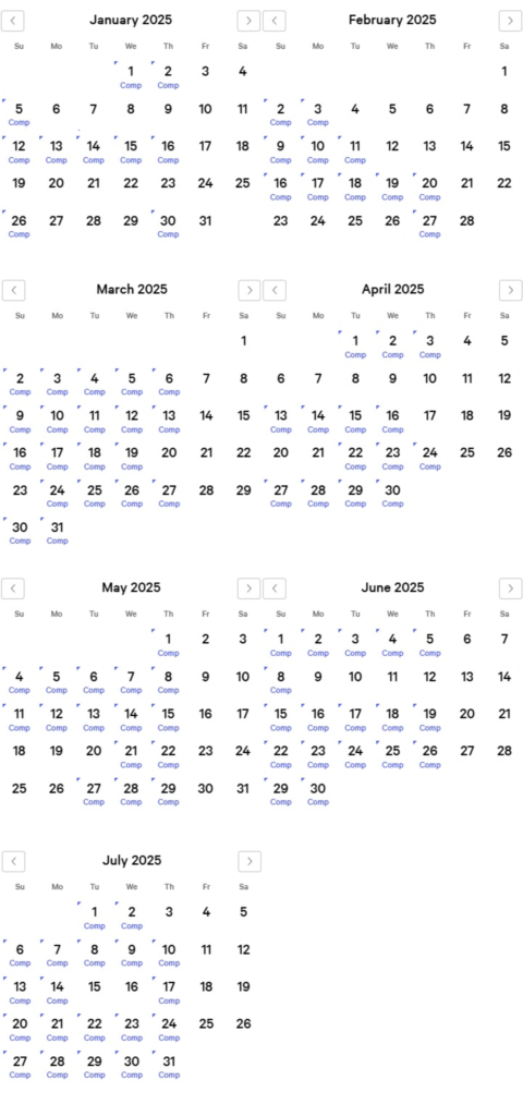 myVEGAS Rewards Hotel Comp Calendars (2025)